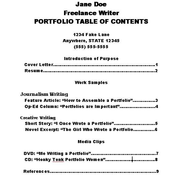 How To Make A Portfolio Table Of Contents EHow